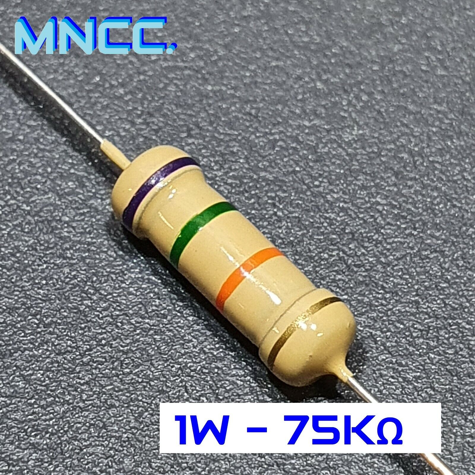 1 Watt 75K? – 75K Ohm Carbon Film Fixed Resistor 5% 1W 500V 11mm Axial ...
