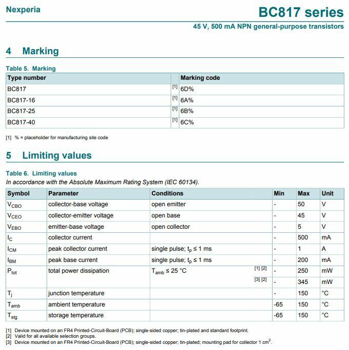 BC817-40 BC817 6C NPN 45V – 600mA – 460mW GP Transistor SOT23 NXP – Mid ...
